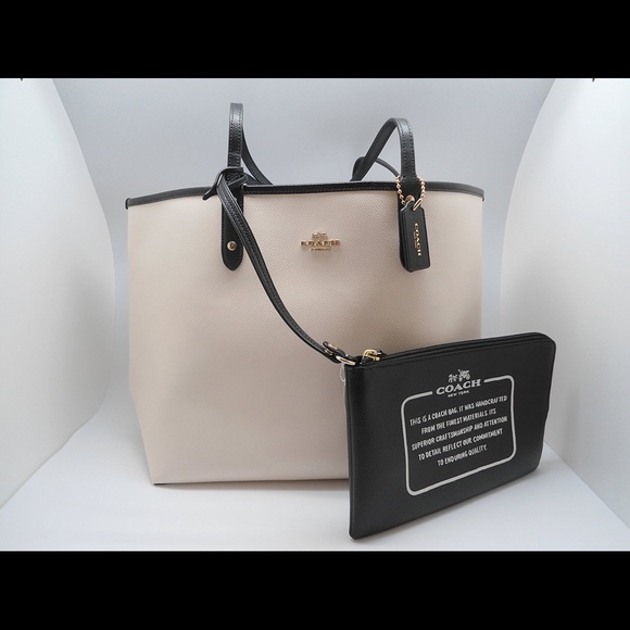 Coach | Bags | F3669 Reversible City Tote Black White Chalk | Poshmark